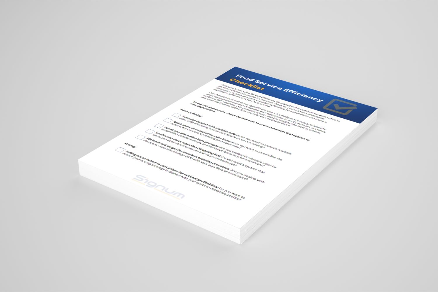 Food Service Efficiency Checklist - Download